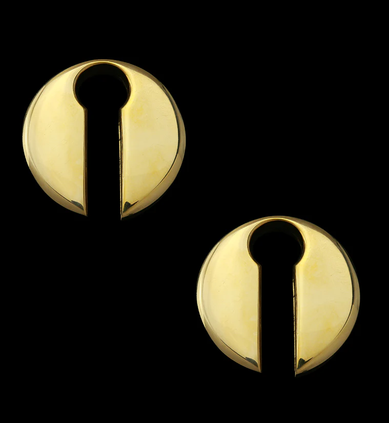 Broad Keyhole Brass Ear Weights - Mrs Treak